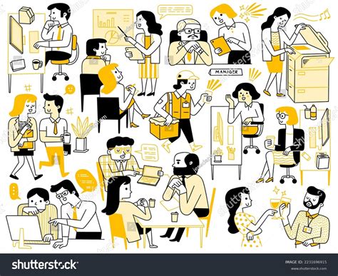 Cute Character Dooddle Illustration Business Office Stock Vector Royalty Free 2231696915