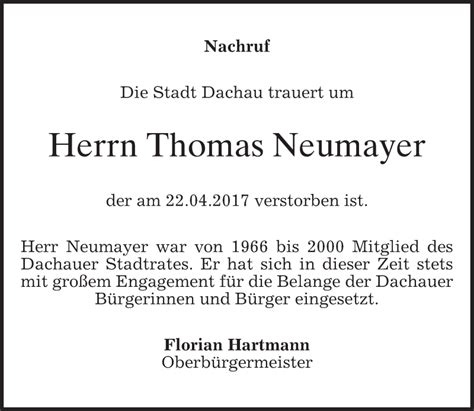 Traueranzeigen Von Thomas Neumayer Trauer Merkur De