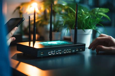 Premium Photo Wireless Router On The Table In The Office