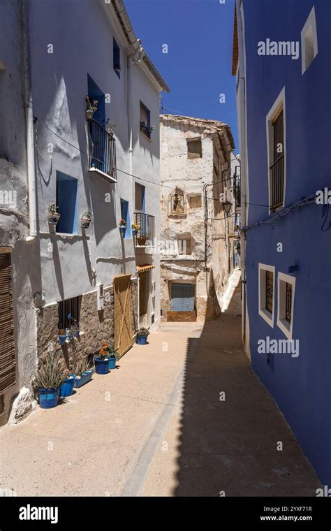 White And Blue Houses In The Streets Of The Muslim Neighborhood Of The