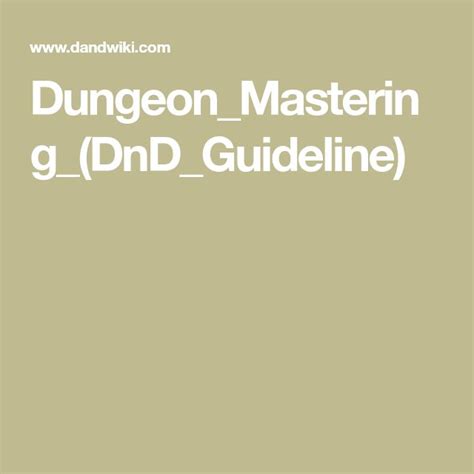 Dungeonmasteringdndguideline Dungeon Dnd Guidelines
