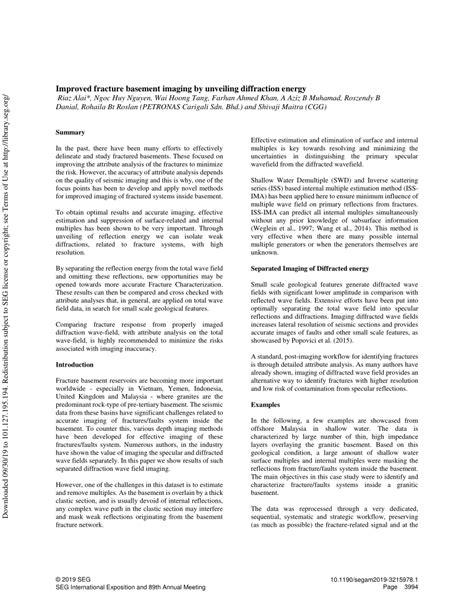 Pdf Improved Fracture Basement Imaging By Unveiling Diffraction Energy