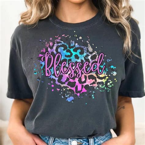 Blessed Leopard Print Png Christian T Shirt Design Digital Download