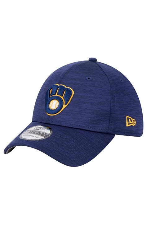 New Era Mens New Era Navy Milwaukee Brewers Tech 39thirty Flex Hat