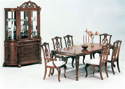 Brown Finish Classic 7pc Dining Set Woptional Items