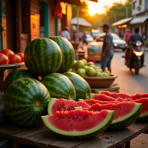 Free Fresh Market Watermelons Image Watermelon Market Fruit