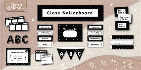 Classroom Display Pack Black And White Polka Dot