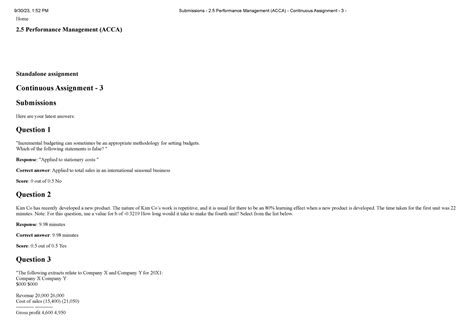 Performance Management Acca Continuous Assignment 3 Home 2