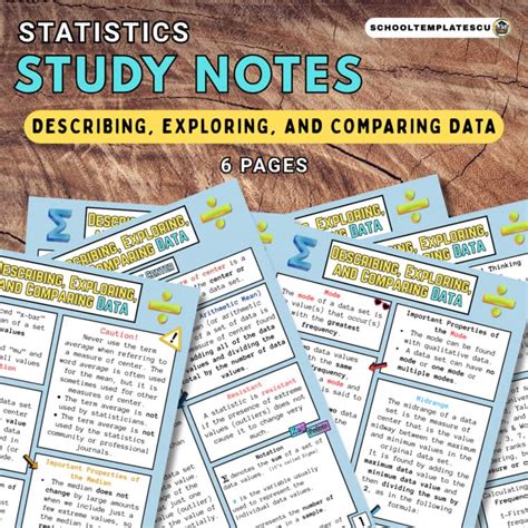 Describing Exploring And Comparing Data Notes Printable Statistics Notes A4