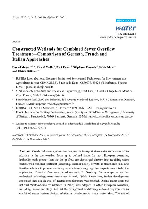 Pdf Article Constructed Wetlands For Combined Sewer Overflow
