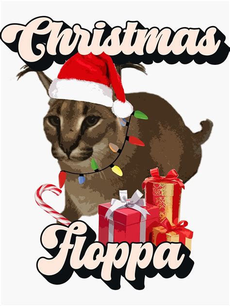 Christmas Big Floppa Meme Festive Caracal Big Cat Funny Meme Retro