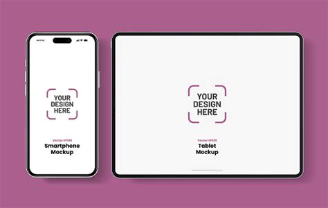 현대 노트북 모형 전면보기와 흰색 배경에 고립 된 고품질 스마트 폰과 태블릿 모형 Ui Ux 앱 및 웹 사이트 프리젠 테이션을위한 노트북 모형 및 전화 장치 모형 스톡 벡터