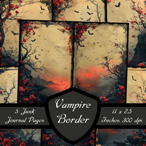 Vampire Border Junk Journal Pages Dracula Frame Scrapbook Papers