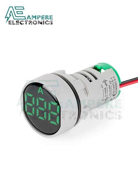 Round Ac Current Indicator 22mm Green Ampere Electronics