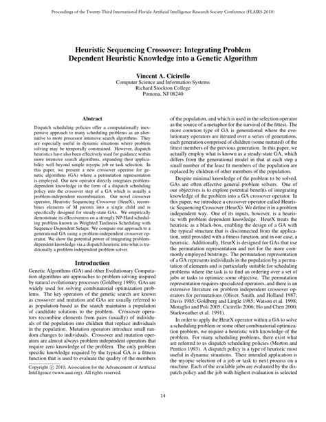 Pdf Heuristic Sequencing Crossover Integrating Problem Dependent