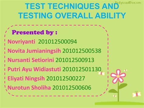 Test Techniques And Testing Overall Ability Pptx