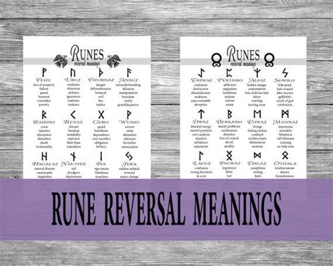 Rune Reversal Meanings Runes Cheat Sheets Rune Stones Digital