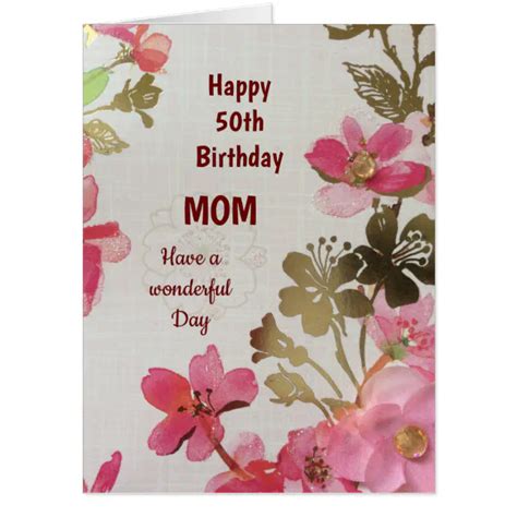 Large Happy 50th Birthday Mom Card Zazzle