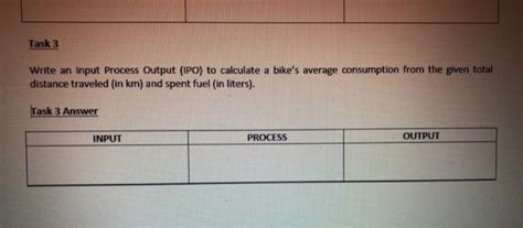 Solved Task 1 Write An Input Process Output Ipo To