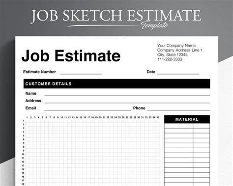 Job Sketch Estimate Form Editable Estimate Template Printable Estimate