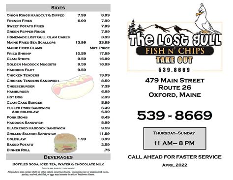 Menu The Lost Gull