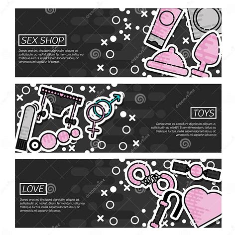 Set Of Horizontal Banners About Sex Shop Stock Vector Illustration Of