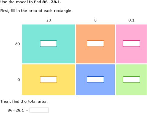 IXL Multiply A Decimal By A Two Digit Whole Number Using Area Models Grade Math