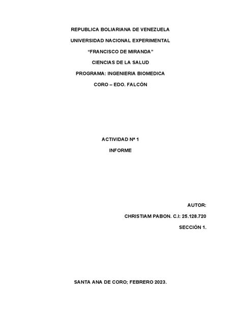 Informe Christiam Pabon Pdf Dibujo Ingeniería Biomédica