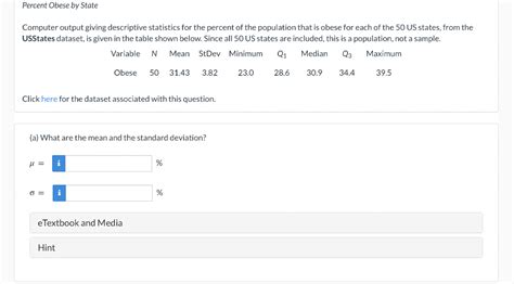 Solved Computer Output Giving Descriptive Statistics For The