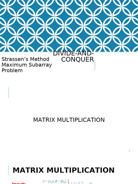 5 Max Subarray And Strassens Matrix Multiplication Pdf Matrix Mathematics Algorithms