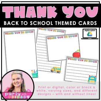 Back To School Thank You Notes Print And Digital Beginning Of Year