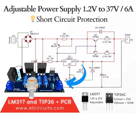 Adjustable Power Supply 12v37v 6a With Short Circuit Protection