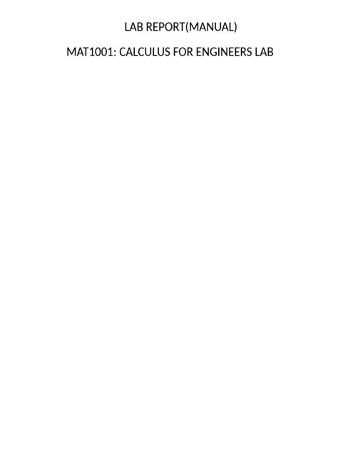 Calculus Lab Report Matlab Exercises Pdf Analysis Applied