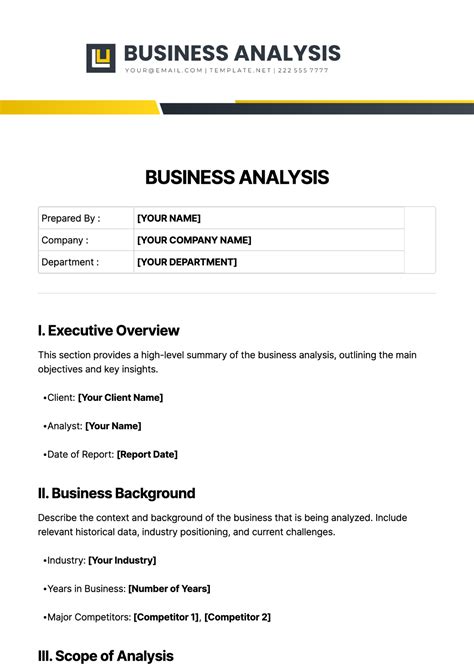 business analysis template edit online and download example