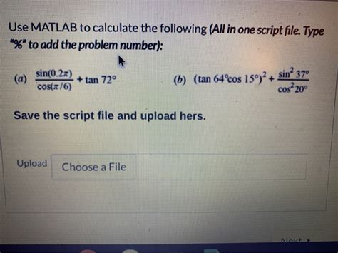 solved use matlab to calculate the following all in one