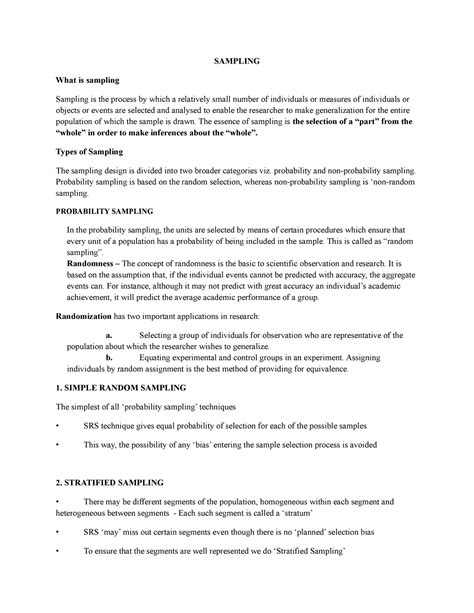 Sampling Simple Notes Sampling What Is Sampling Sampling Is The