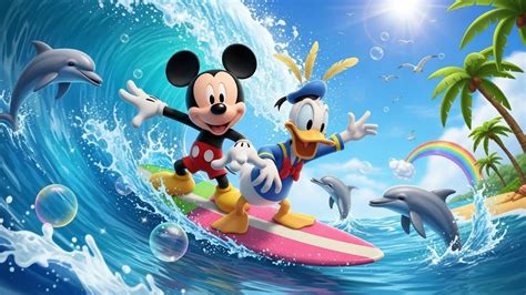 Mickey Mouse And Donald Ducks Silly Surfboard Splash Adventure Fun For