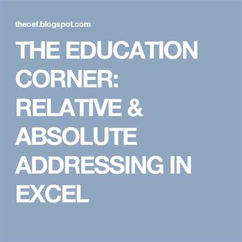 the education corner relative and absolute addressing in excel