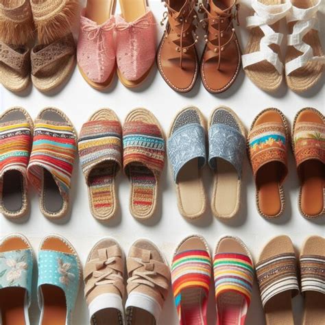 Premium Photo A Collection Summer Of Shoes With Different Colors On