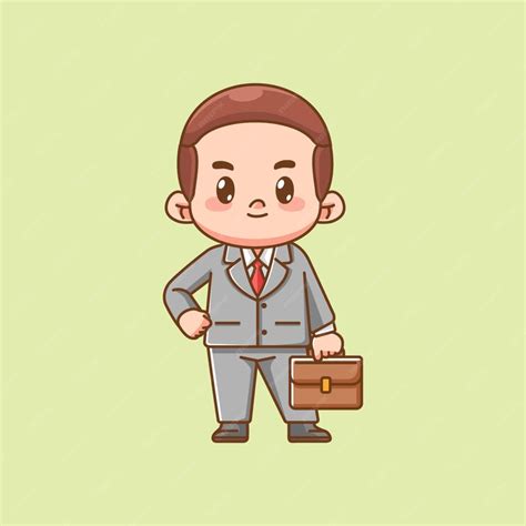 Premium Vector Cute Businessman Hold Case Office Workers Kawaii Chibi