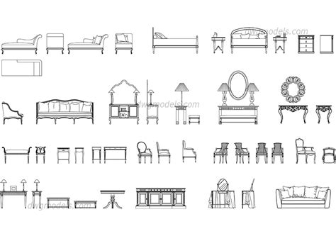 Classic Furniture Set Dwg Free Cad Blocks Download