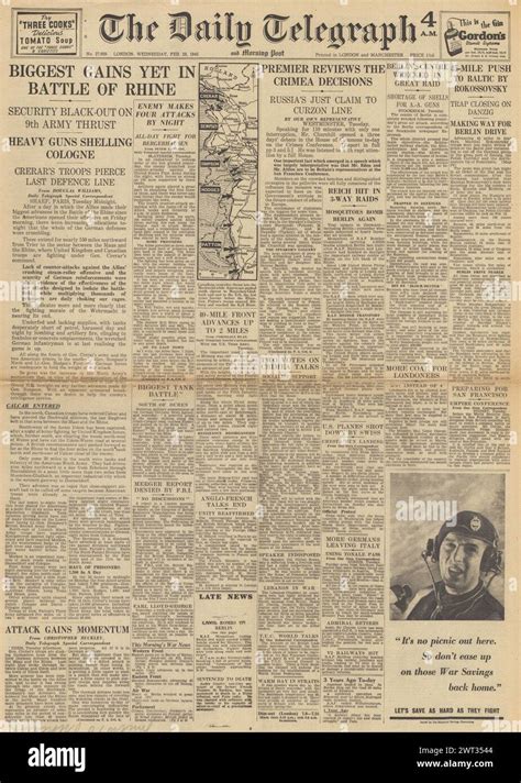 1945 The Daily Telegraph Front Page Reporting Battles In The Rhineland