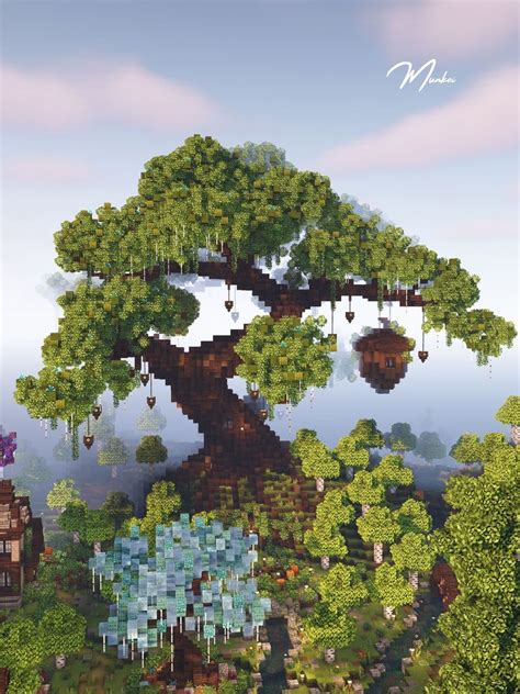 B I G A S S T R E E Minecraft Treehouses Minecraft Houses Minecraft