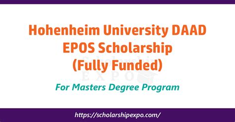 Hohenheim University Daad Epos Scholarship 2026 Fully Funded Scholarship Expo