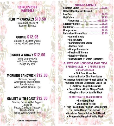 The Pink Door Tea House Menu In Glendale Az Order Delivery And Reviews