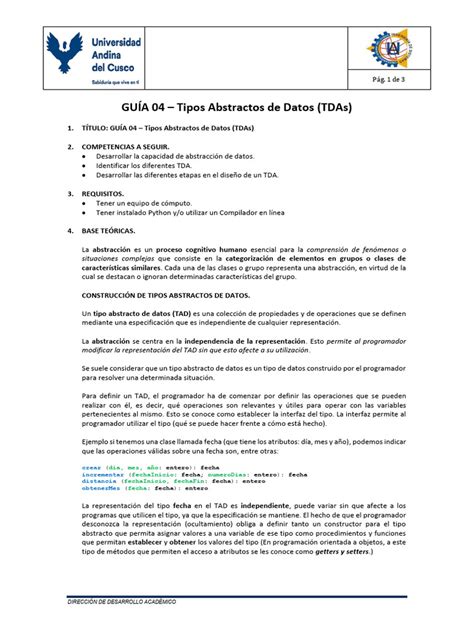 Guía 04 Tipos Abstractos De Datos Tdas Pdf Desarrollo De Software Ingeniería Informática