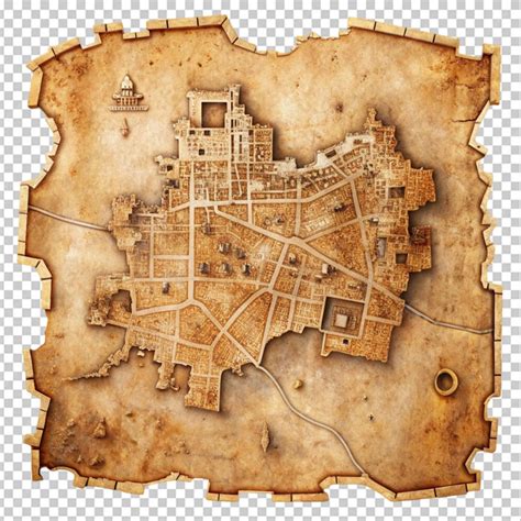 A Weathered Map Of An Ancient City Premium Ai Generated Psd