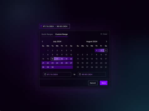 Date Range Picker By Kyle Chaplin On Dribbble