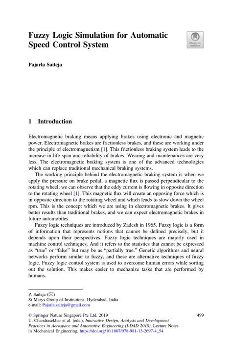 Pdf Fuzzy Logic Simulation For Automatic Speed Control System Volume 1