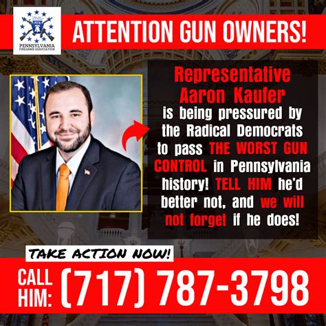 Tell Aaron Kaufer Vote No On Gun Control